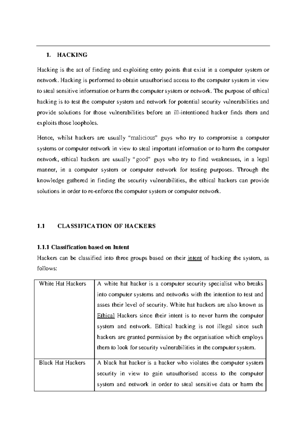 Unit 5 - Ethical - 1. HACKING Hacking is the act of finding and exploiting entry points that ...