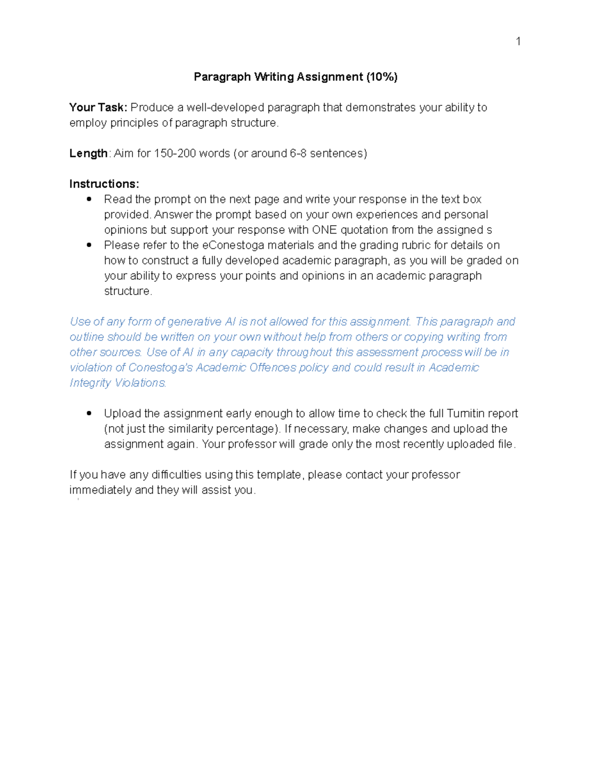 Paragraph Writing Assignment Template Armaandeep Singh - Paragraph ...