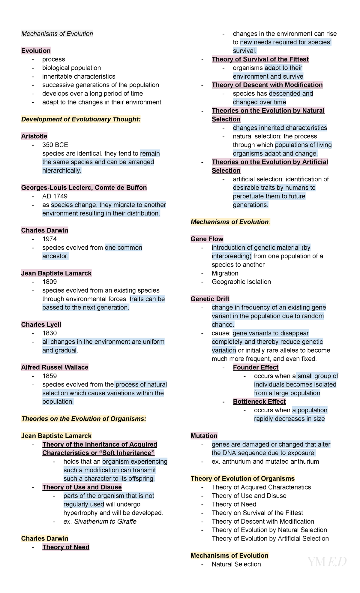 Mechanisms & Evidence of Evolution - Mechanisms of Evolution Evolution ...