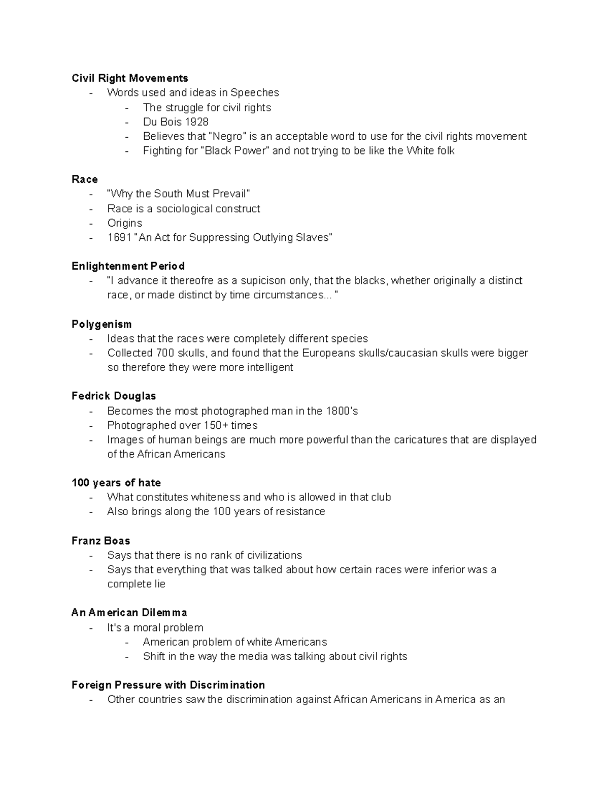 Lecture notes 2/27/22 - Civil Right Movements - Words used and ideas in ...