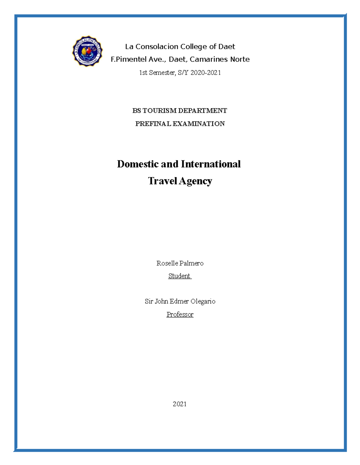 Roselle Traveline - bcbcbc - La Consolacion College of Daet F Ave ...