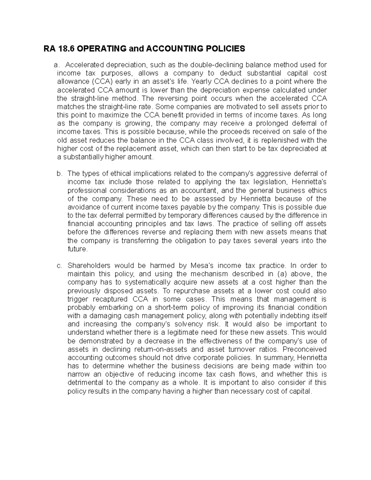 RA18 - CHAPTER 18 QUESTION ANSWER FROM TEXTBOOK - RA 18 OPERATING and ...