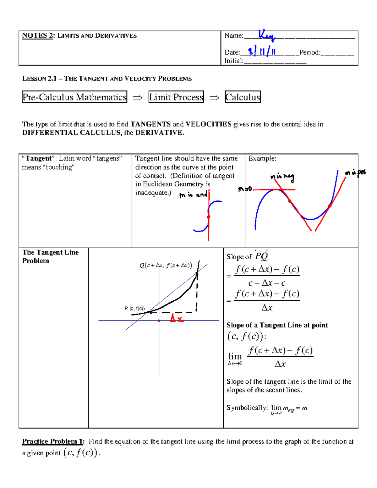 Notes 2 Key Farrar - Name:______________________________ NOTES 2 ...