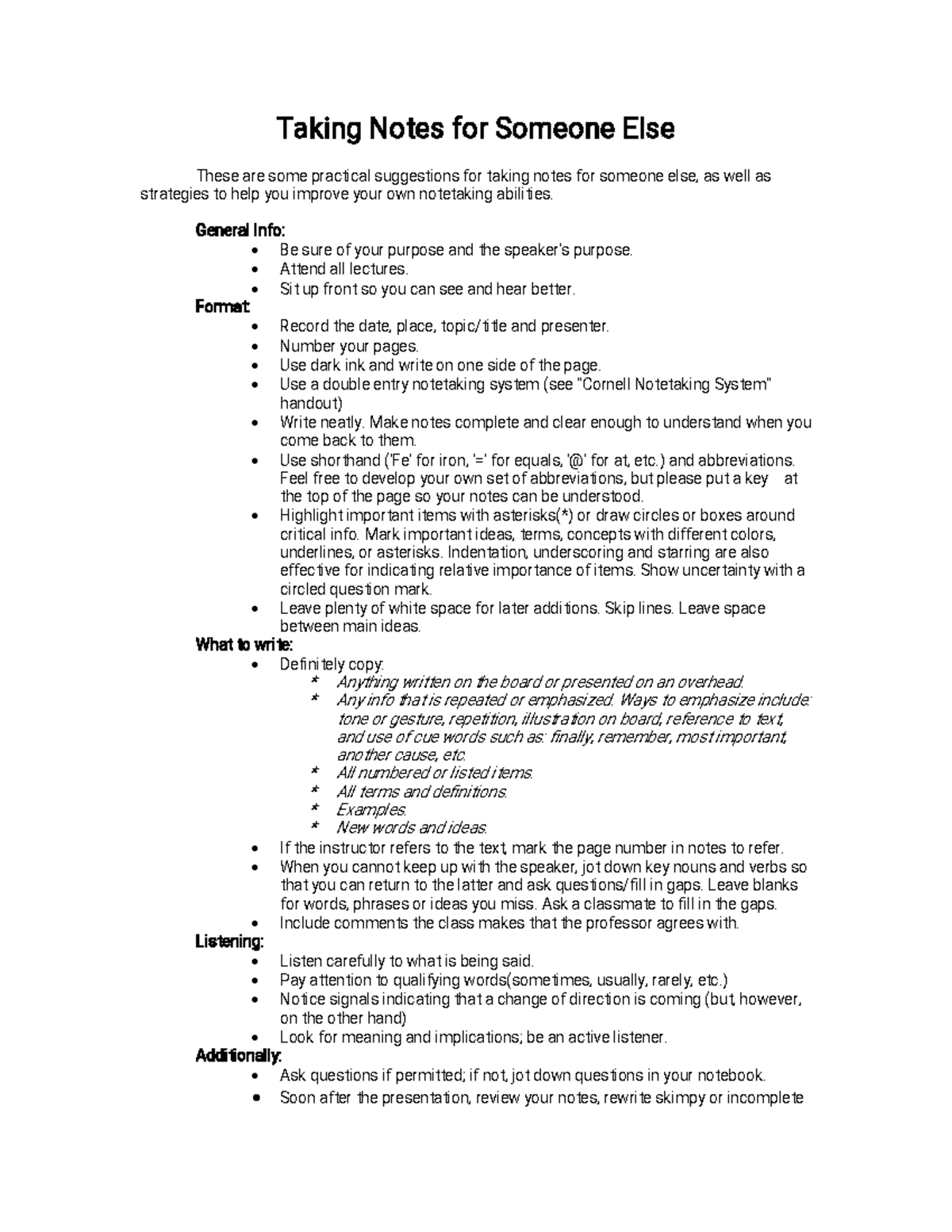 Taking notes for others - TakingNotesforSomeoneElse - Studocu