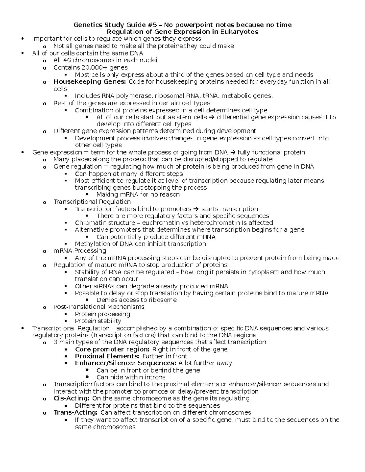 VCU BIOL 310: Genetics Exam 5 Notes - Genetics Study Guide #5 – No ...