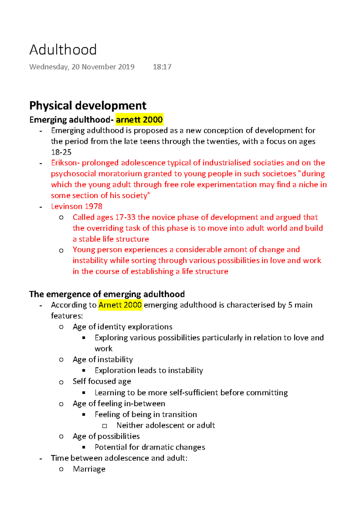 Adulthood - Physical development Emerging adulthood-arnett 2000 ...