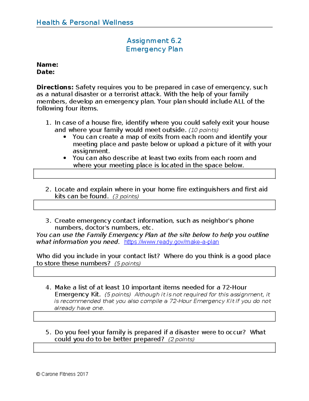6 2assignment - easy work made a 100 - Health & Personal Wellness ...