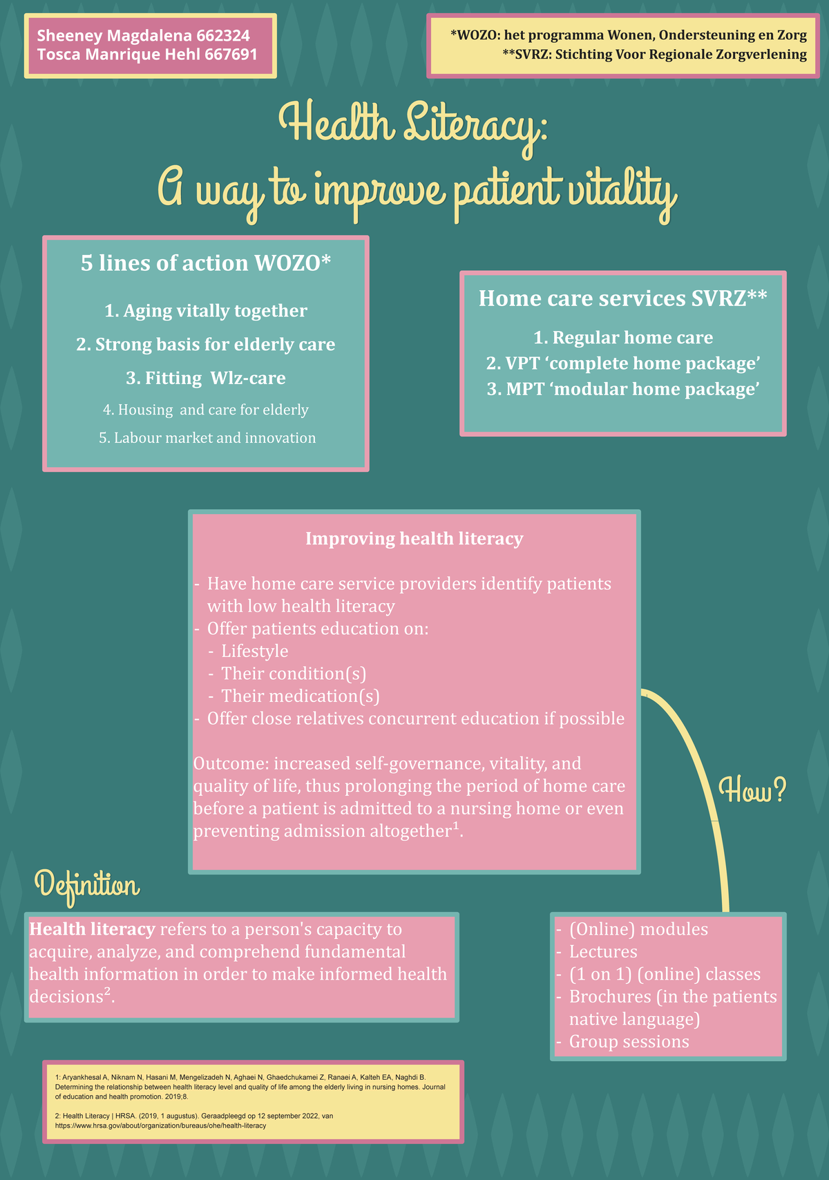 PCCD poster field session Sheeney and Tosca - Health Literacy: A way to improve patient vitality ...