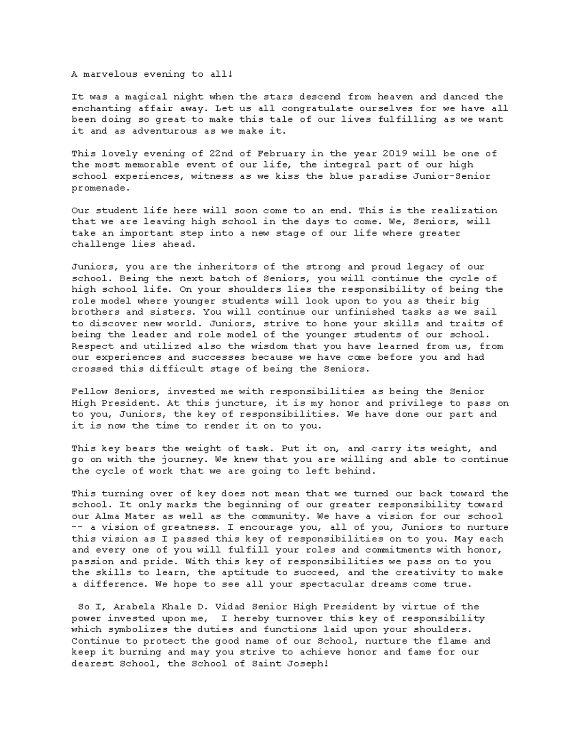 My Speech - P.S. Not-so-true identity. Sorry, badly needed - A ...