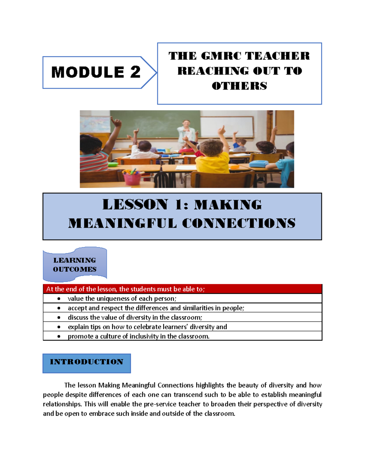 2 EED 15 Module - MATERIALS - At the end of the lesson, the students ...