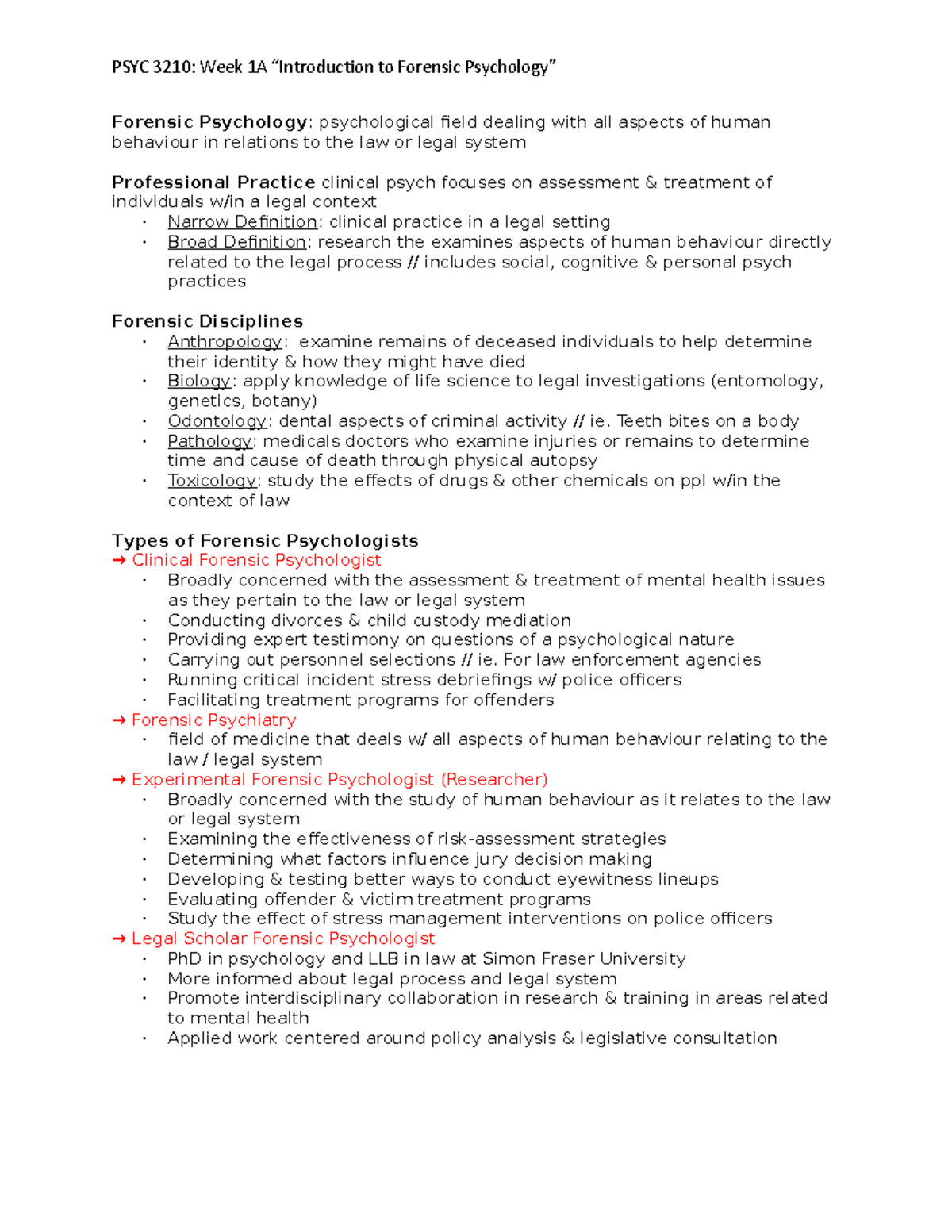 Lecture 1a - Introduction to Forensic Psychology - Forensic Psychology ...