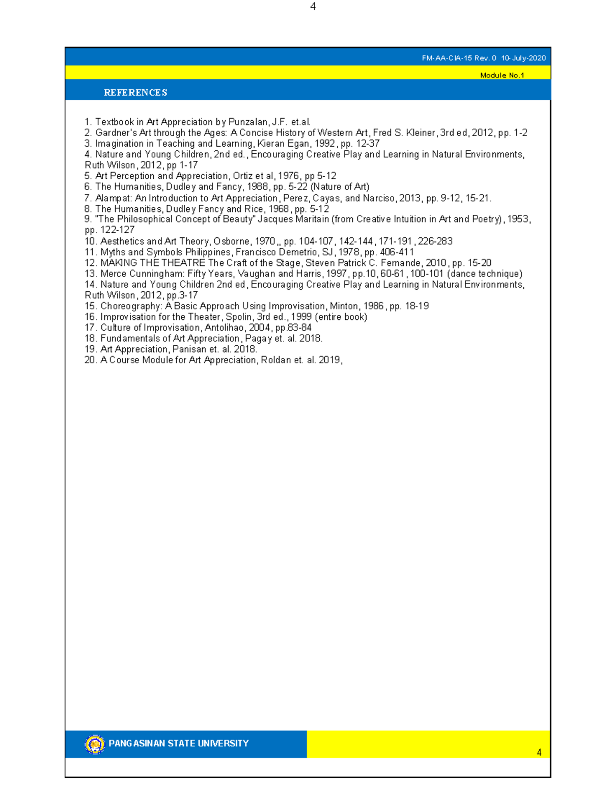 GE 3 Study Guide 1 - Art appreciation - FM-AA-CIA-15 Rev. 0 10-July ...