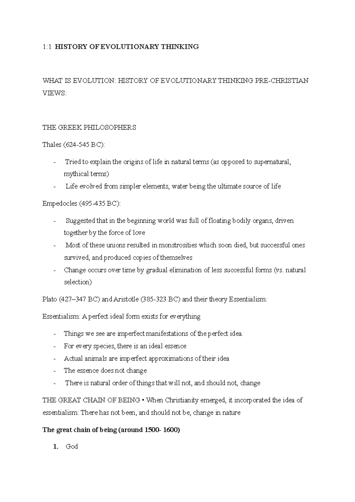 History Of Evolutionary Thinking - 1:1 HISTORY OF EVOLUTIONARY THINKING WHAT IS EVOLUTION ...