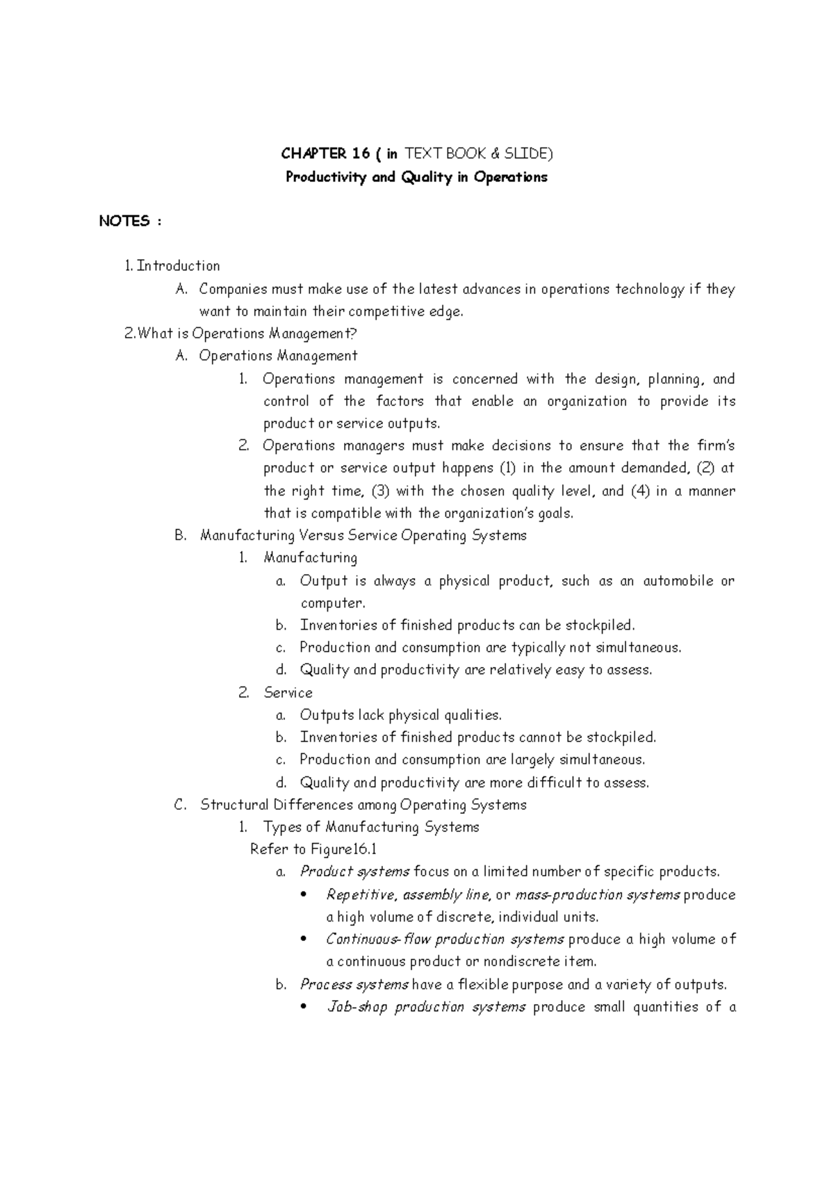 CH 16- Summary FOR Students - CHAPTER 16 ( in TEXT BOOK & SLIDE ...