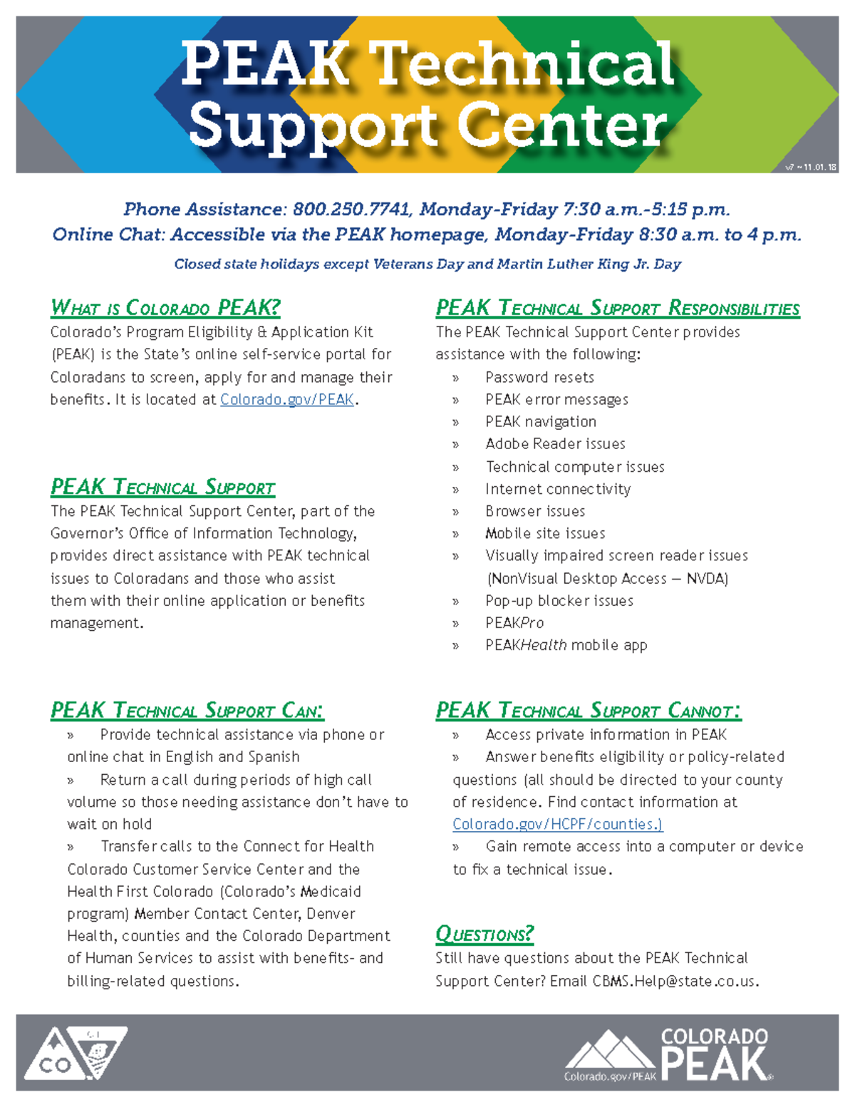 PEAK Technical Support Center - PEAK Technical Support Center v7 ~ 11. What is Colorado PEaK ...