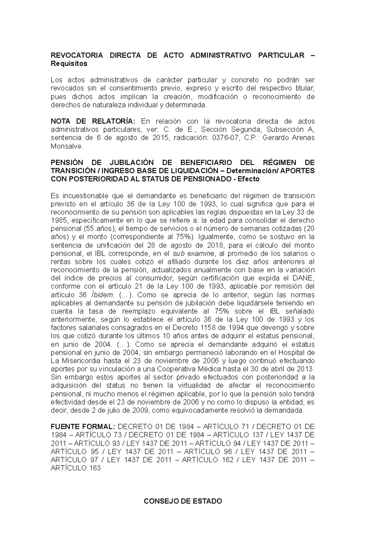 Revocatoria Directa DE ACTO Administrativo Particular-Requisitos ...