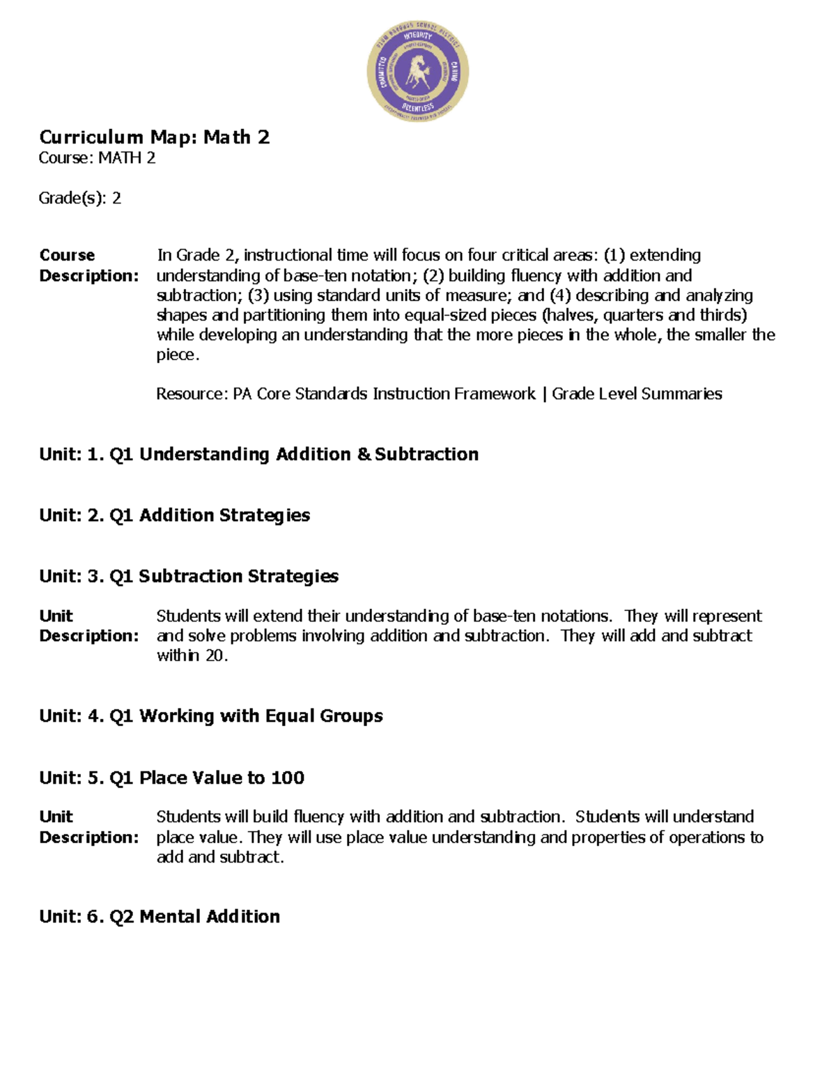Math Grade 2 Curriculum Map Curriculum Map Math 2 Course MATH 2 math-grade-2-curriculum-map-curriculum-map-math-2-course-math-2