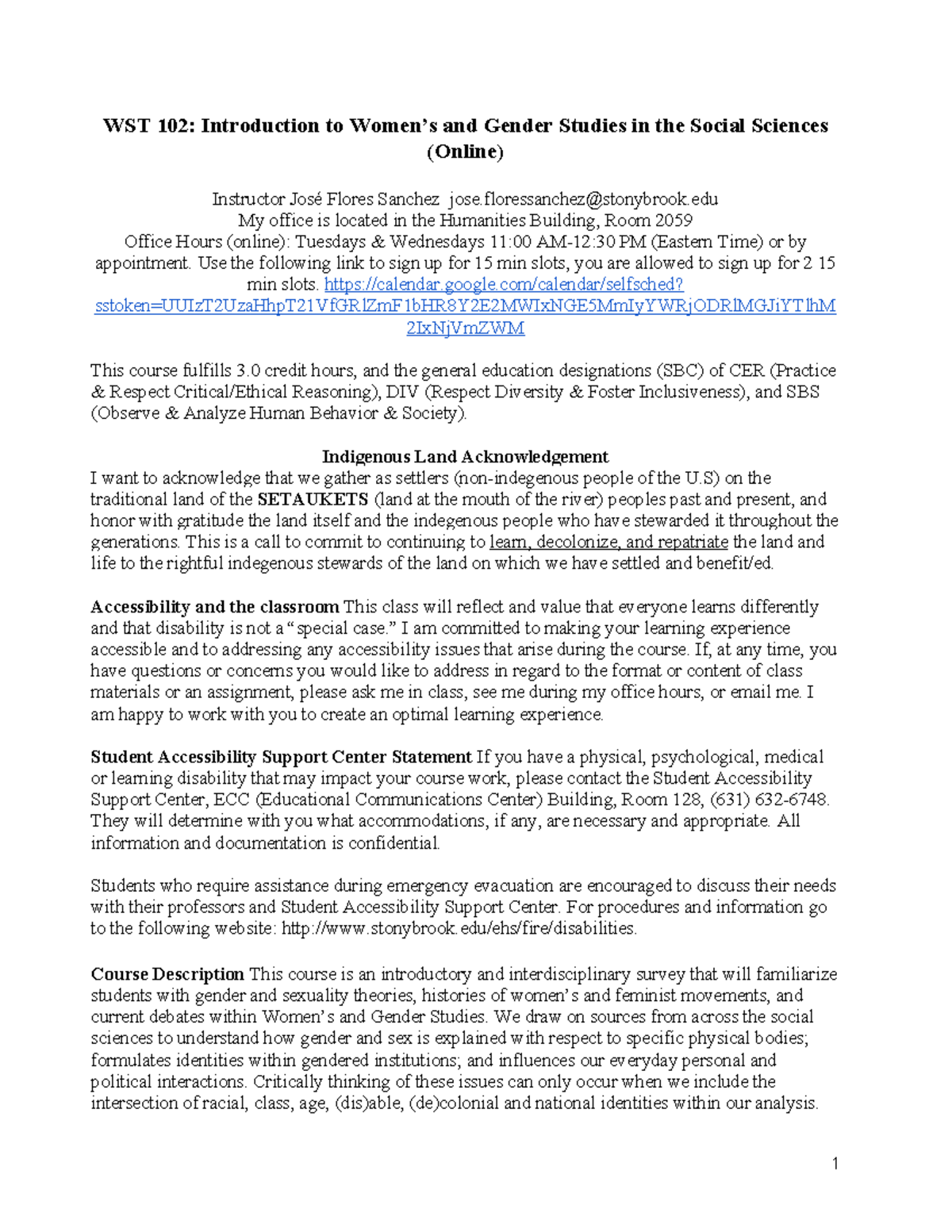 WST102 Syllabus Summer 2021 2 - WST 102: Introduction to Women’s and ...