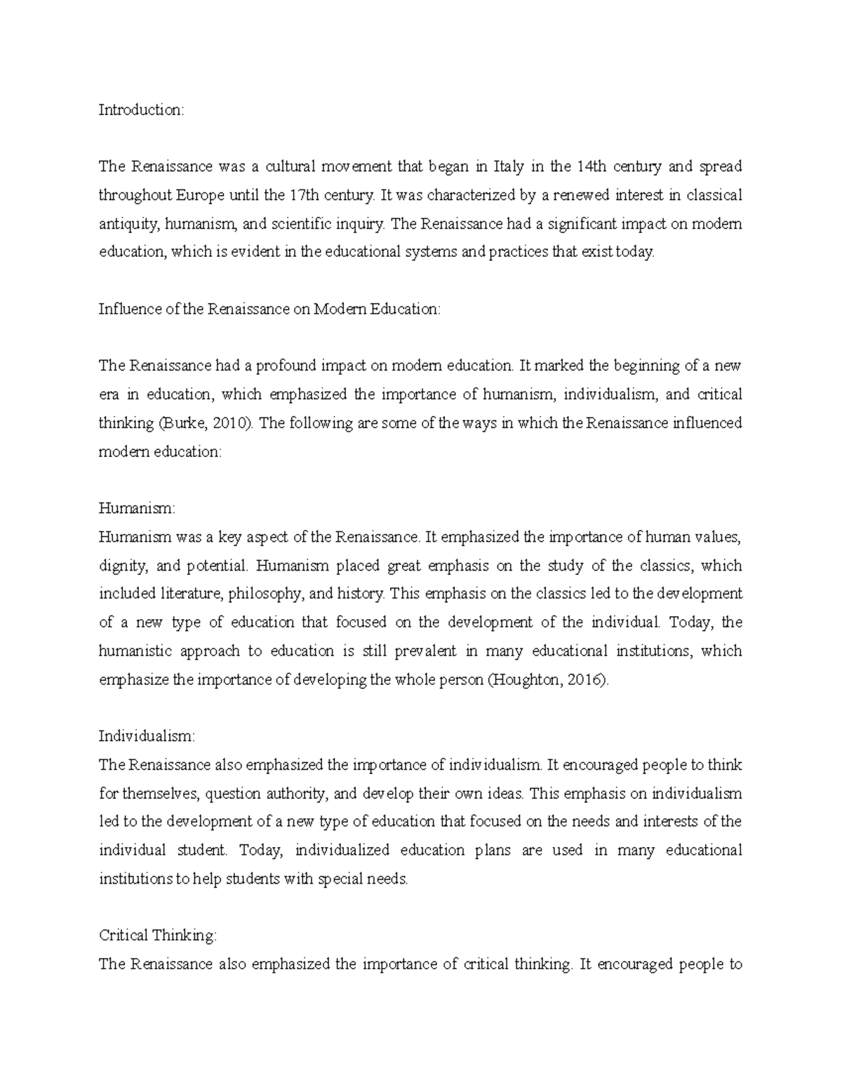 Educational history assignment 2023 2 - Introduction: The Renaissance ...