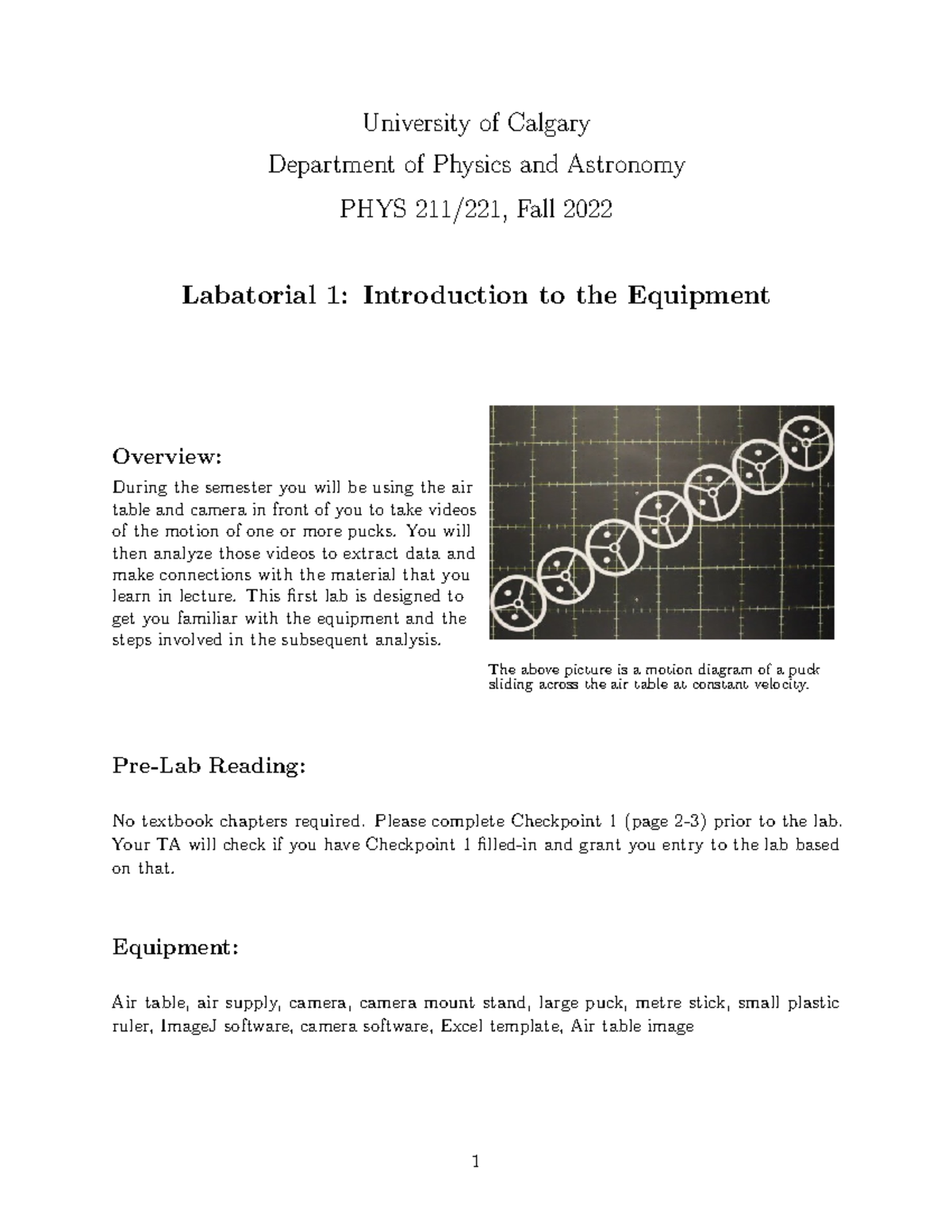 PHYS211 Labatorial 01 - University of Calgary Department of Physics and ...