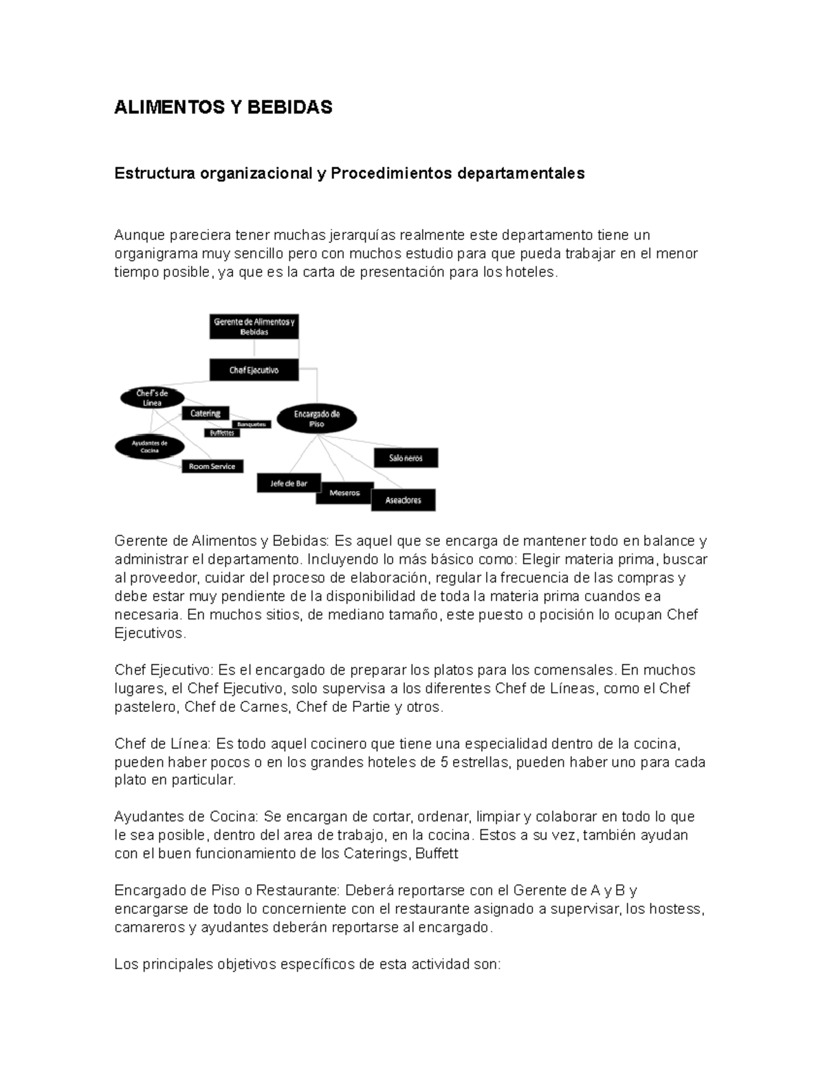 Alimentos Y Bebidas Estructura organizac - ALIMENTOS Y BEBIDAS ...
