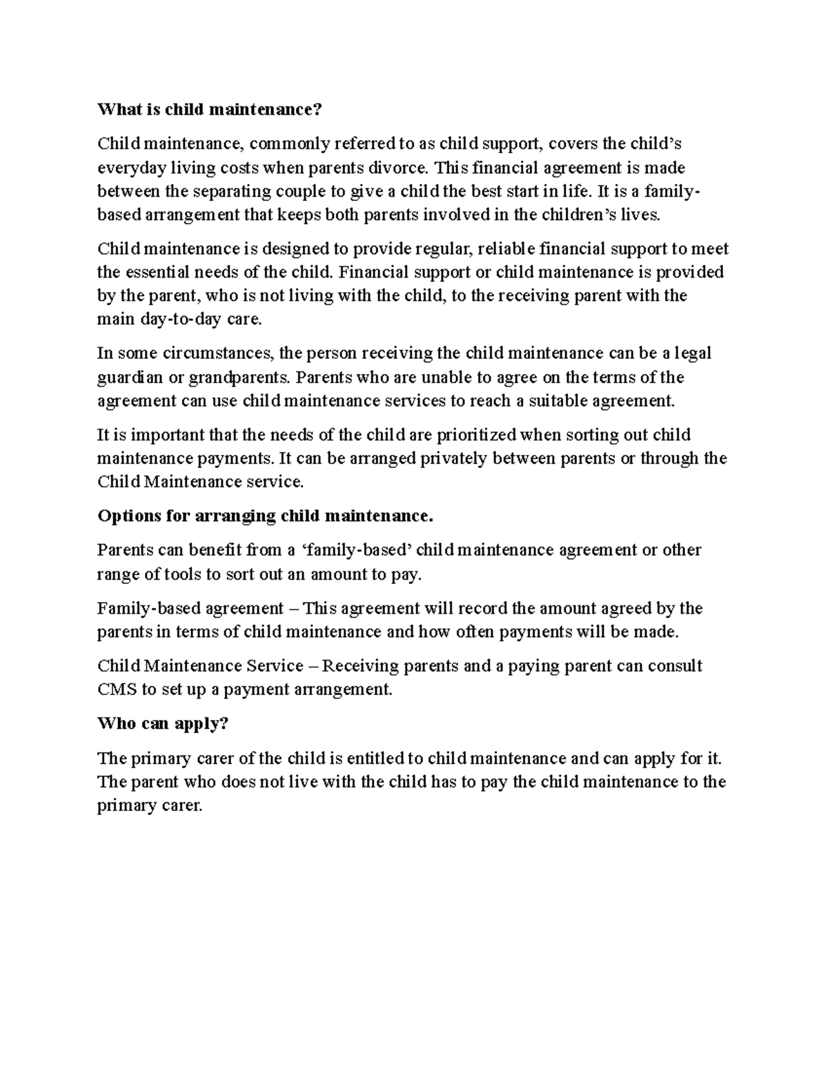 Child Maintenance - What is child maintenance? Child maintenance ...