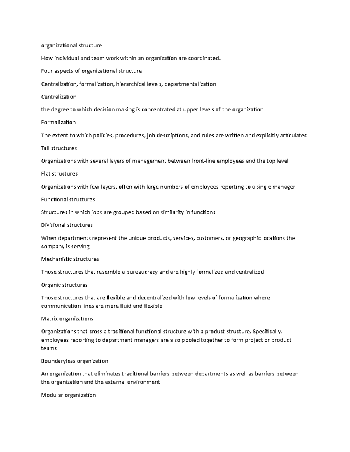 Business 1101 principles of management - organizational structure How ...