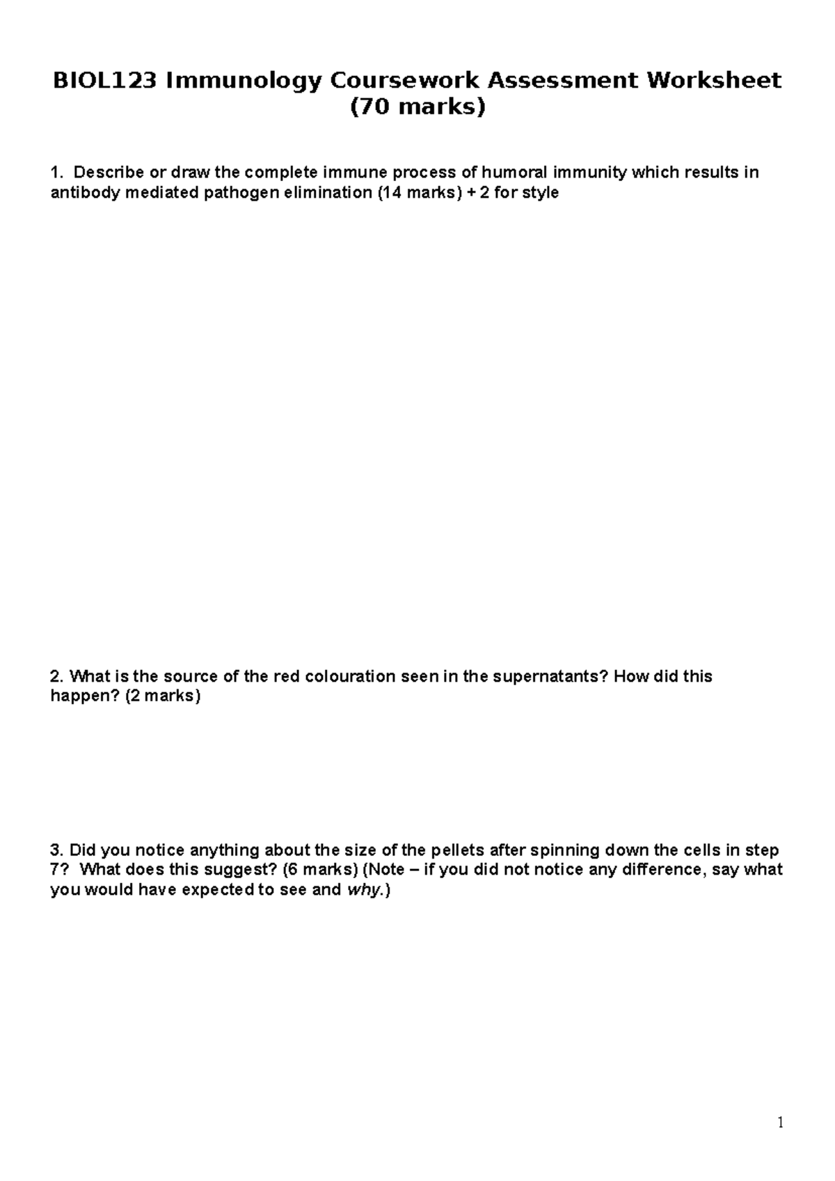 BIOL123 Complement mediated lysis CWA 2023 - BIOL123 Immunology ...