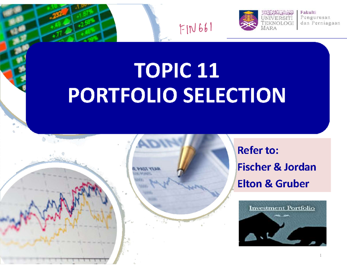 06 FIN552 Course Notes Chapter 11 - Refer to: Fischer & Jordan Elton ...