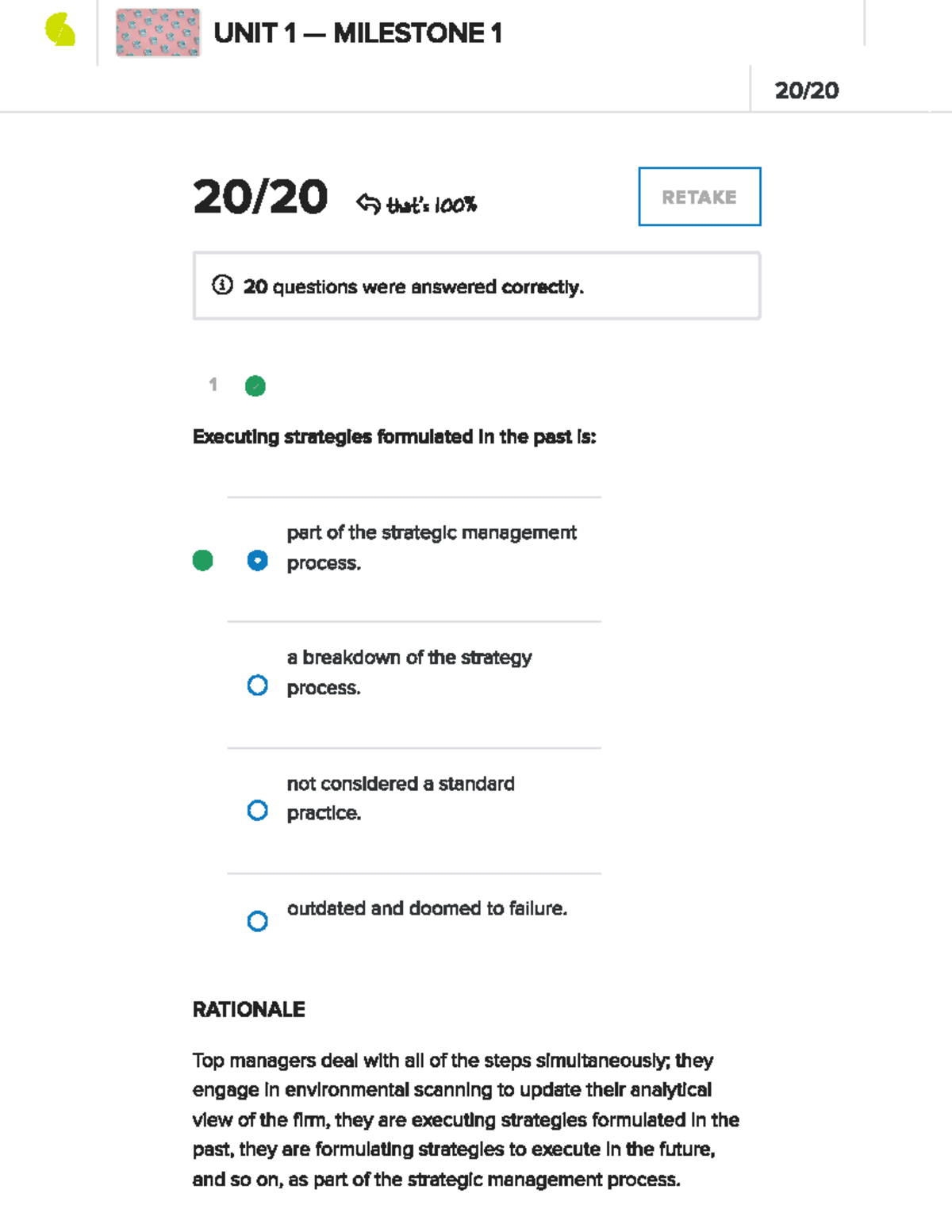 Principles of marketing milestone 1-1 - UNIT 1 MILESTONE 1 RETAKE i 20 ...