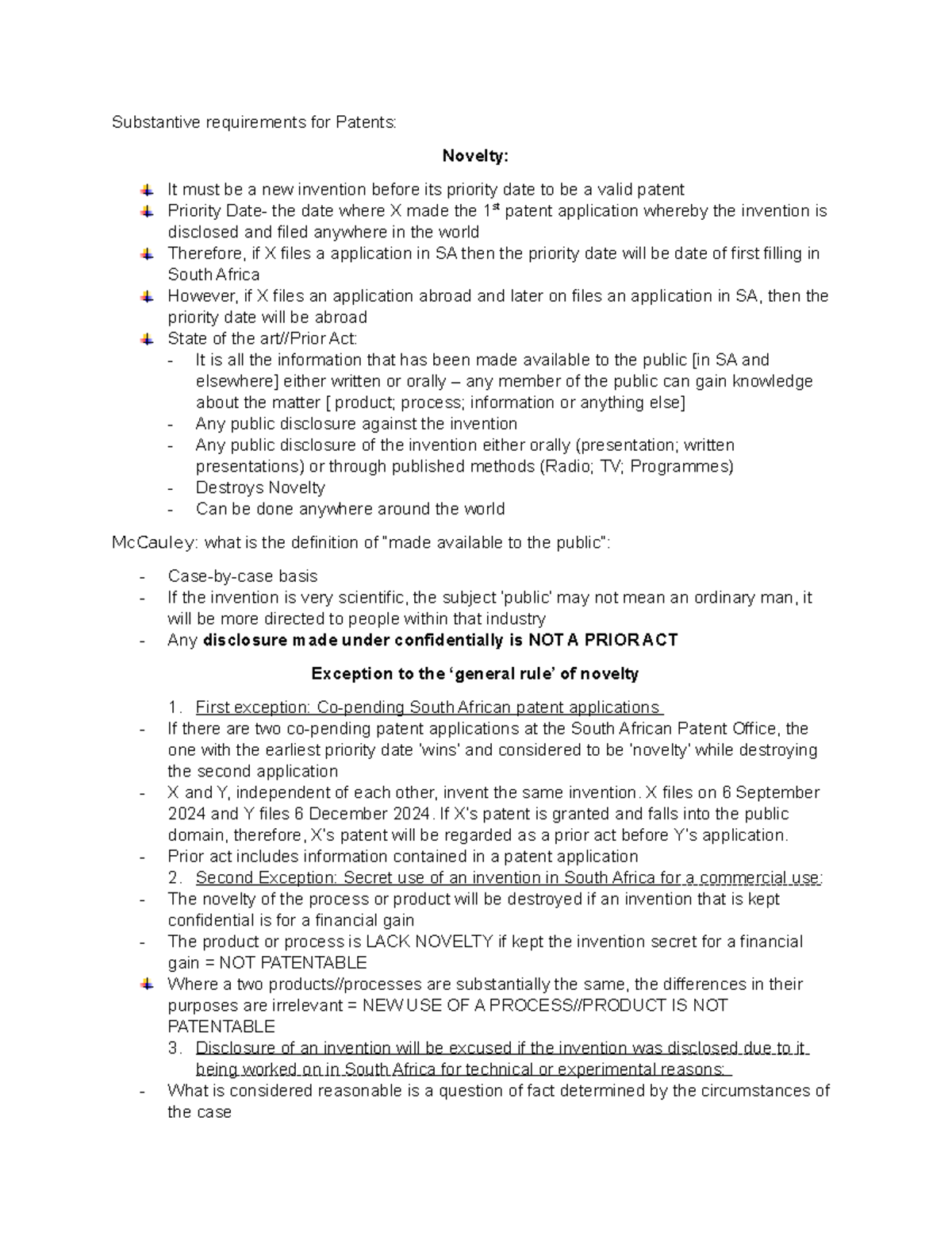 Notes - Summary Intellectual Property - Substantive requirements for ...