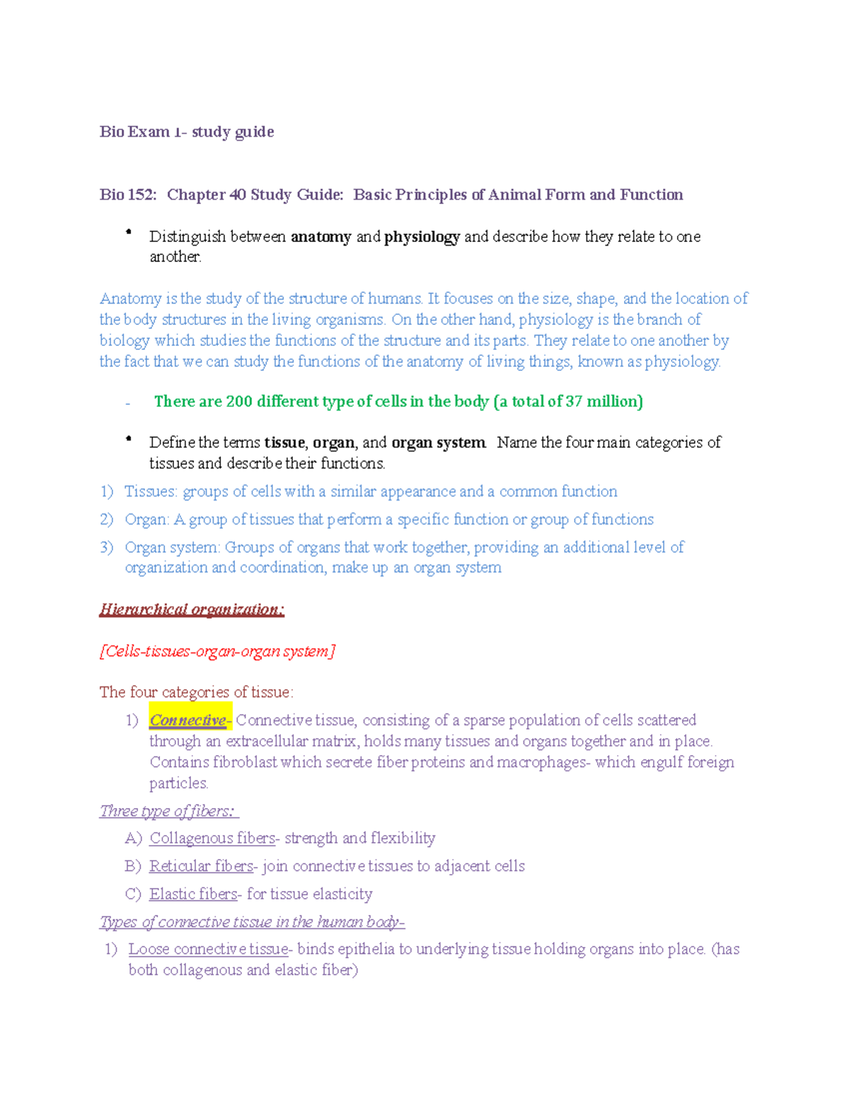 BIO 2 Study Guide - Notes - Maryam Khan Bio Exam 1- study guide Bio 152 ...