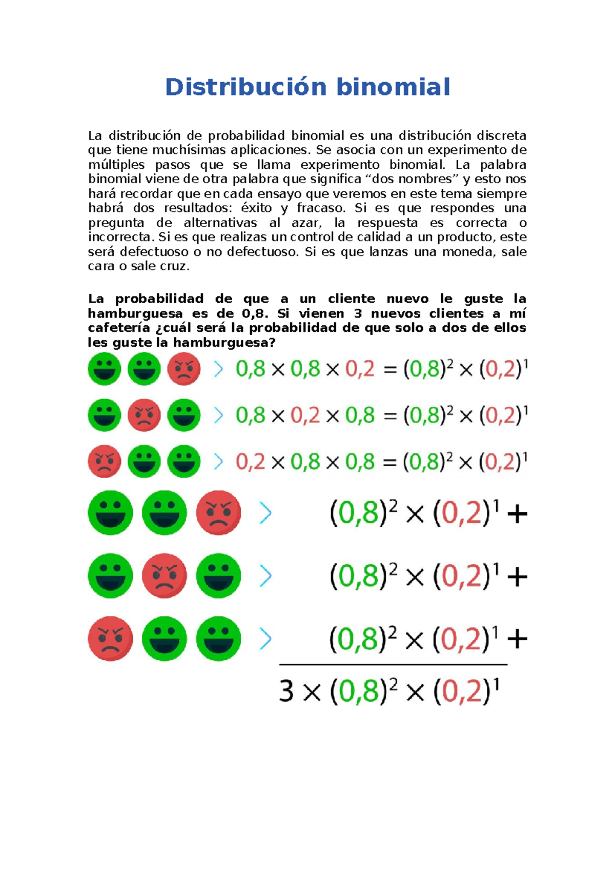 Distribución binomial - Distribución binomial La distribución de ...