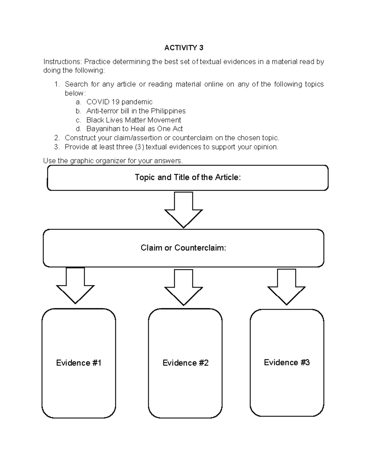 Reading AND Writing Skills Activity 1-6 Template - ACTIVITY 3 ...