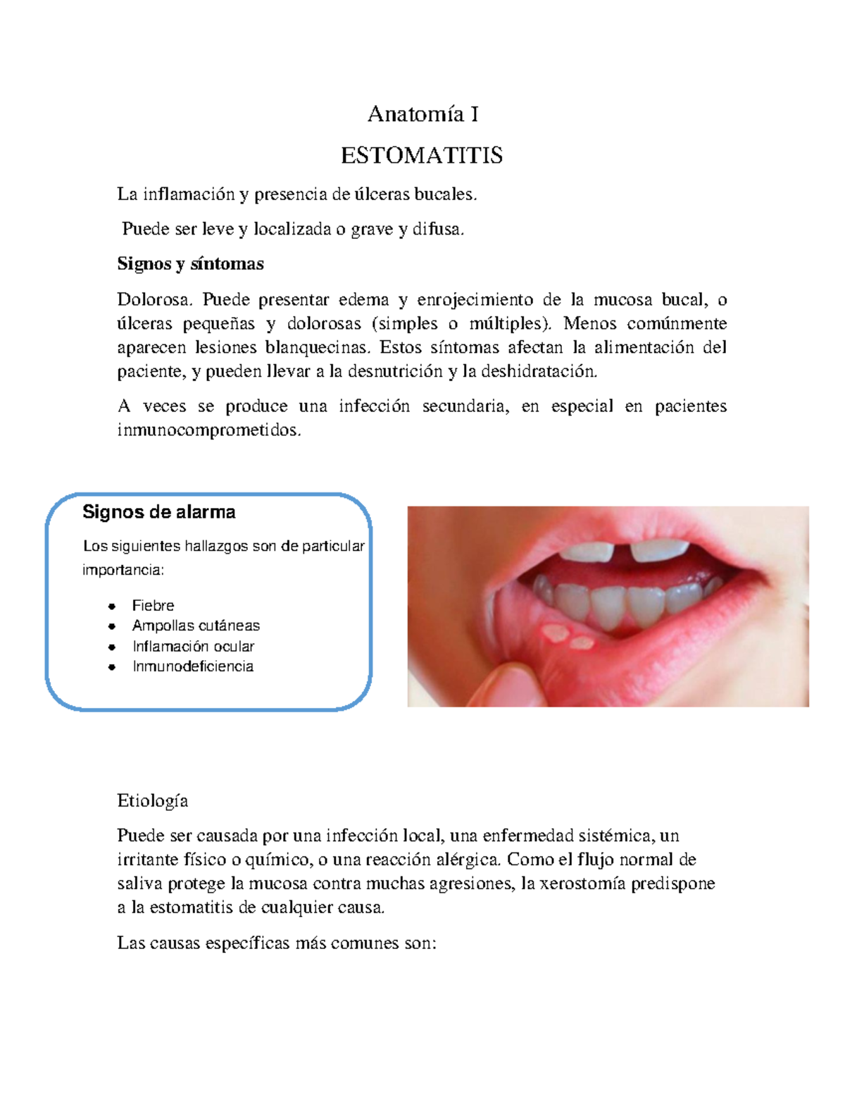 Anatomía I Estomatitis - Warning: TT: undefined function: 32 Anatomía I ...