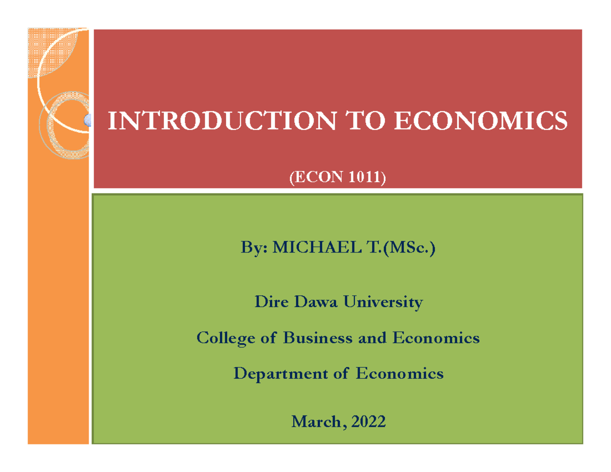 Econ 1011 (Chapter I) - education is the most - INTRODUCTION TO ...