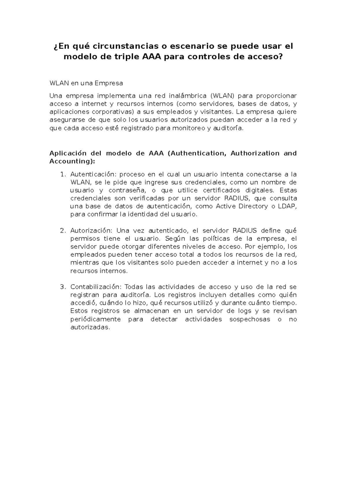Tarea - Modelo triple AAA para control de acceso - ¿En qué ...