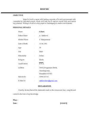 Professional Resume Formats (162) - Kosar ali sabir E-mail id: 67 ...