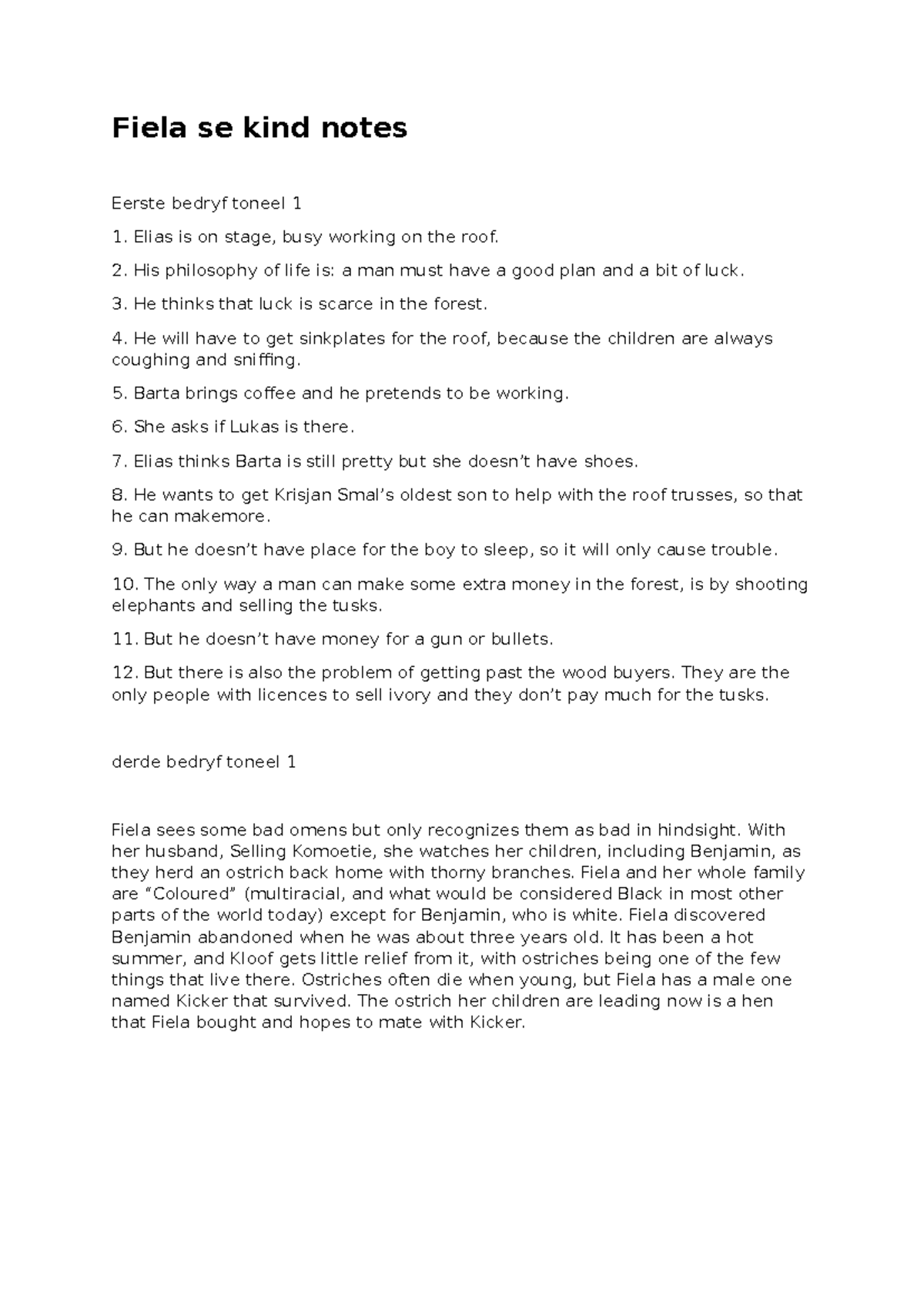 Fiela se kind notes - Mother loosing her child to bush people and ...