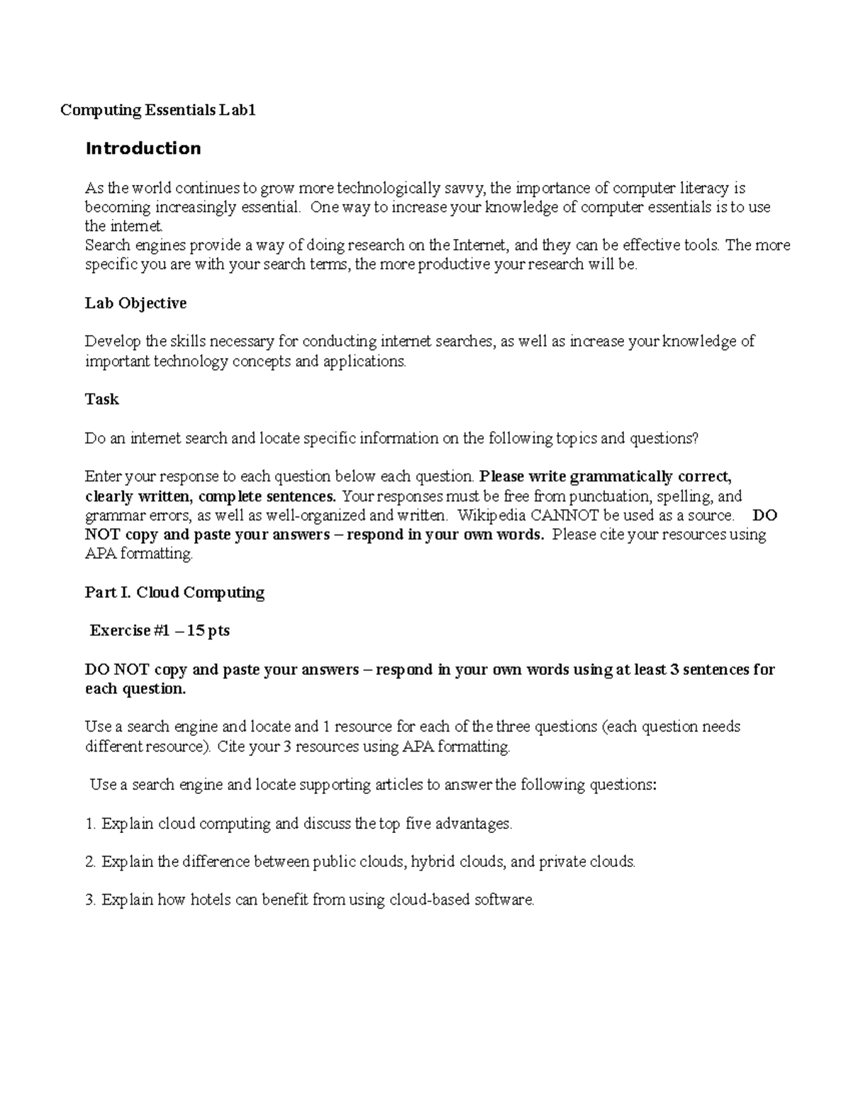 Computing Essentials Lab 1-2 - Computing Essentials Lab Introduction As ...