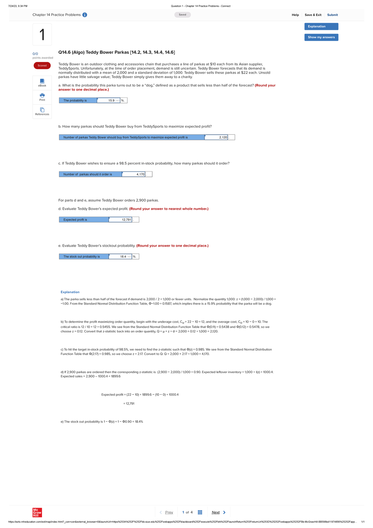 Question 1 - Chapter 14 Practice Problems - ####### 7/24/23, 9:34 PM Question 1 - Chapter 14 ...