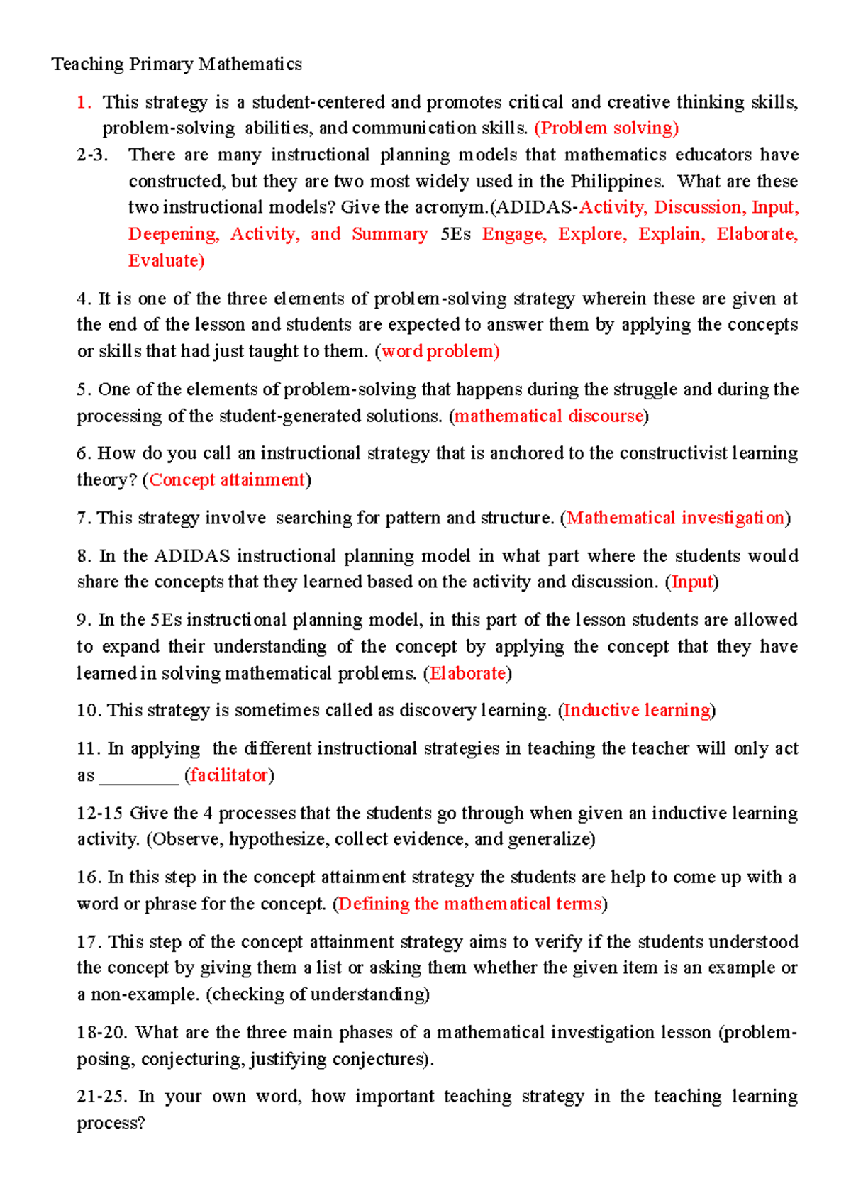 Teaching-Primary-Math - Teaching Primary Mathematics 1. This strategy ...