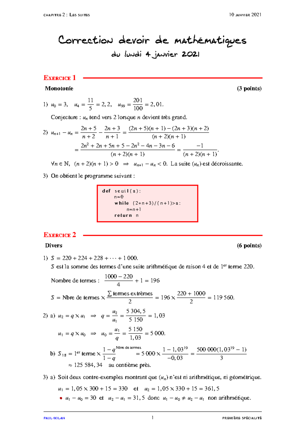 02 devoir 04 01 2021 correction - chapitre 2 : Les suites 10 janvier ...