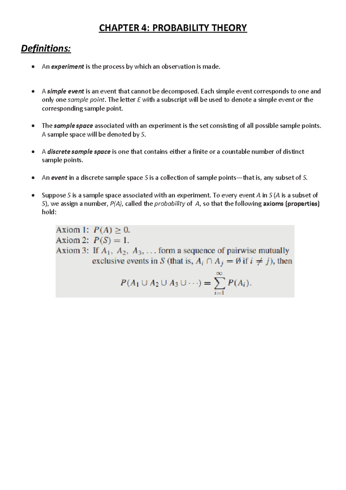 Ch 4 - Probability Theory Notes - CHAPTER 4: PROBABILITY THEORY ...