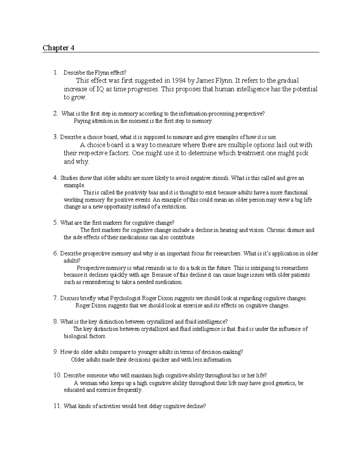 Ch 4 Questions - Chapter 4 1. Describe the Flynn effect? This effect ...