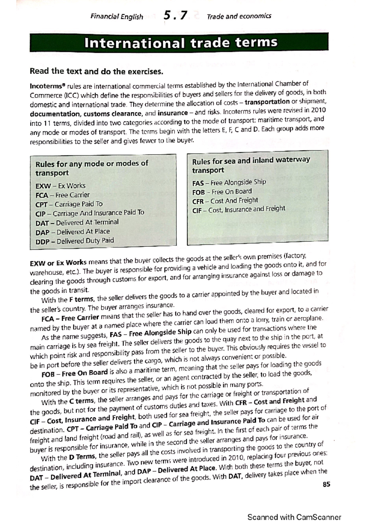 International Trade Terms - English - Studocu