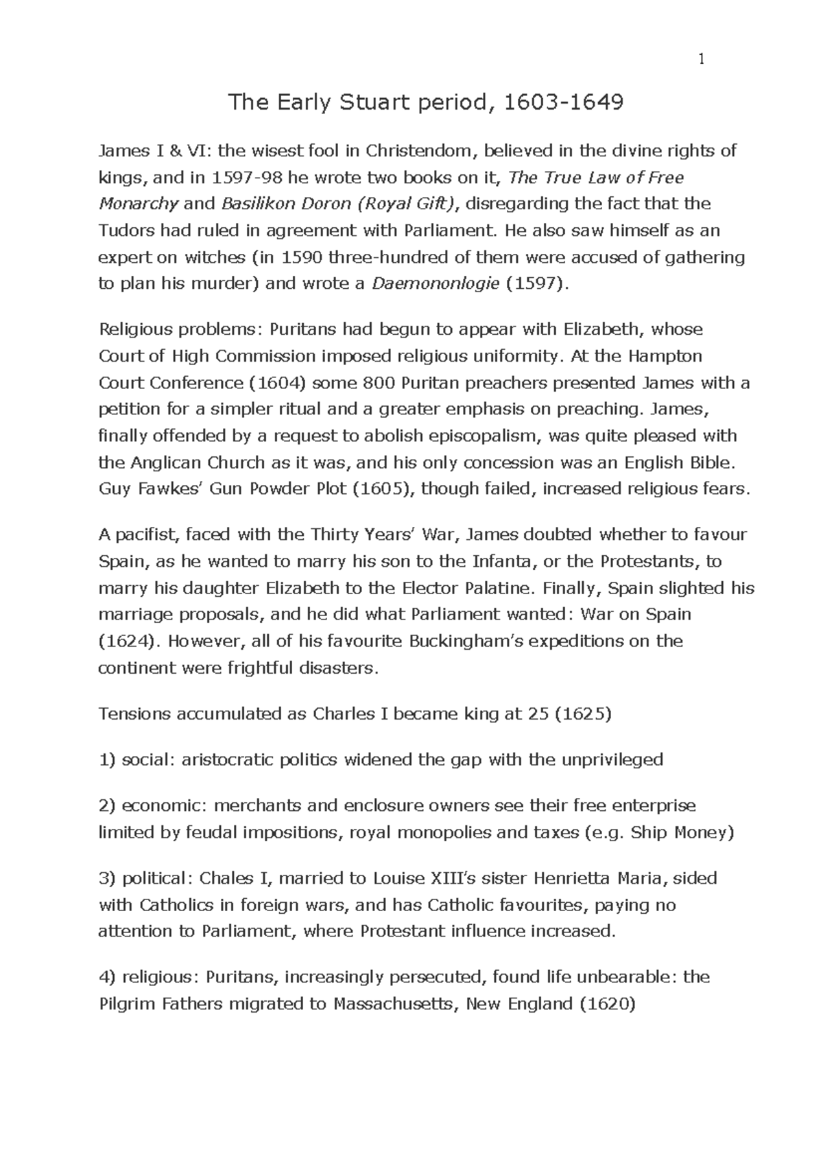 The Early Stuarts and the English Revolution - The Early Stuart period ...