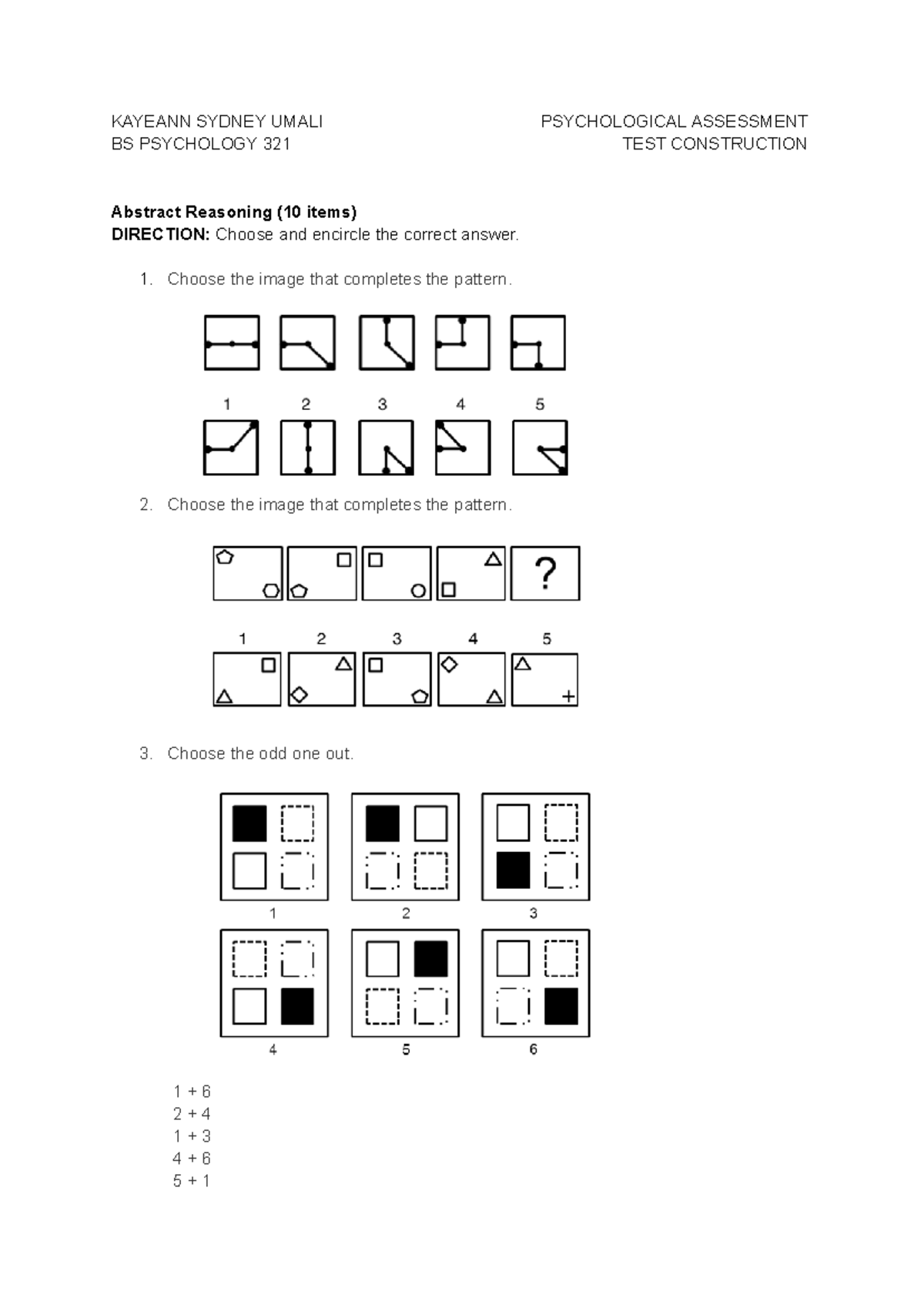 Test-Construction - iq test - KAYEANN SYDNEY UMALI PSYCHOLOGICAL ...