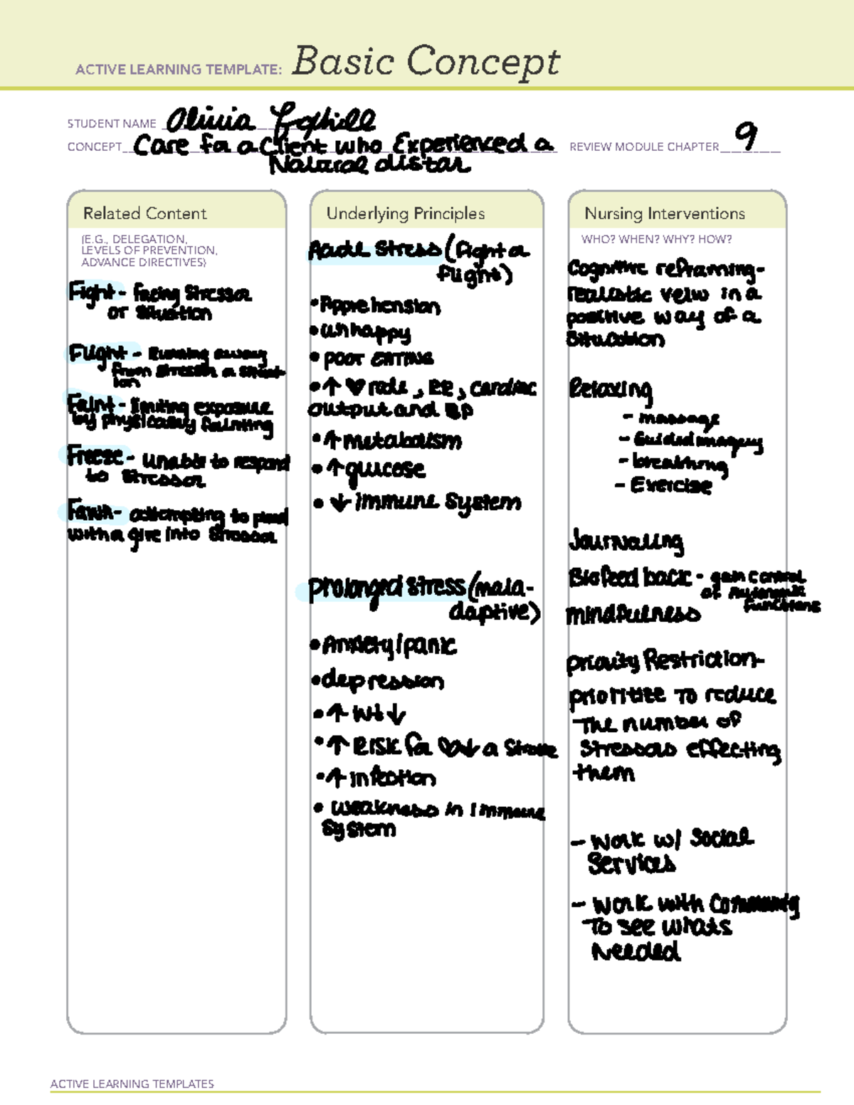 Triage - ACTIVE LEARNING TEMPLATES Basic Concept STUDENT NAME