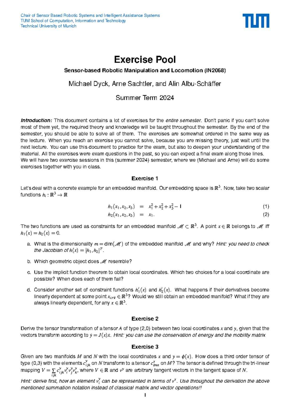 Exercises - exercise - TUM School of Computation, Information and Technology Technical ...
